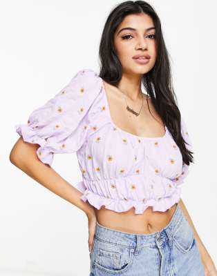 Urban Thread - Crop top d'ensemble - Violet à pois | ASOS