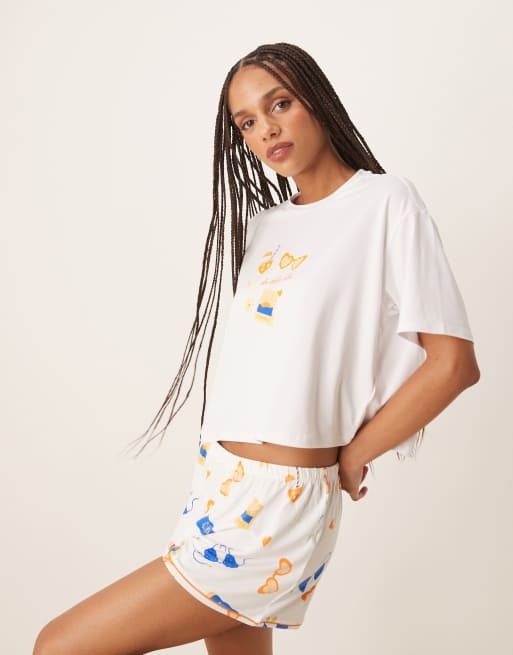 Urban Threads co-ord pyjama shorts with summer print | ASOS