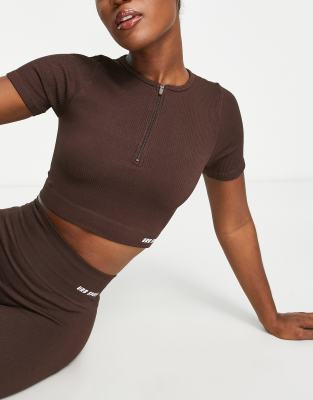 Urban Threads - Crop top de sport sans coutures à manches courtes et ...