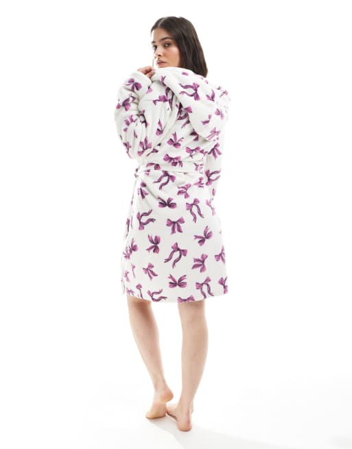 Urban Threads fleece robe in bow print | ASOS