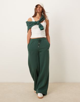Urban Threads lounge sporty wide leg trackies in forest green | ASOS