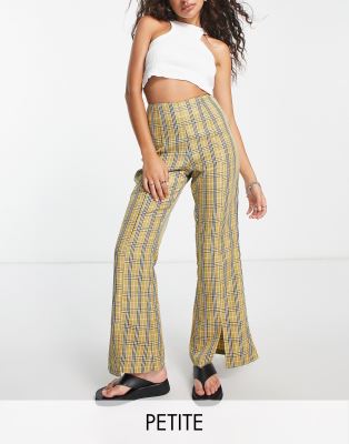 Urban Threads Petite tailored trousers in neutral check | ASOS