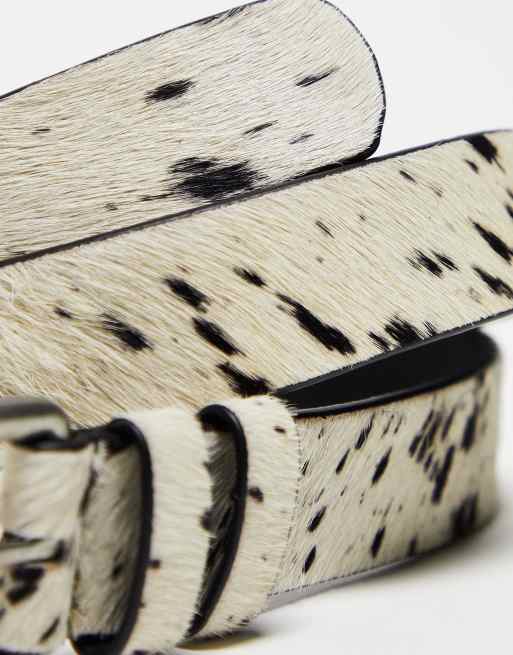 Urbancode leather belt in neutral animal print | ASOS
