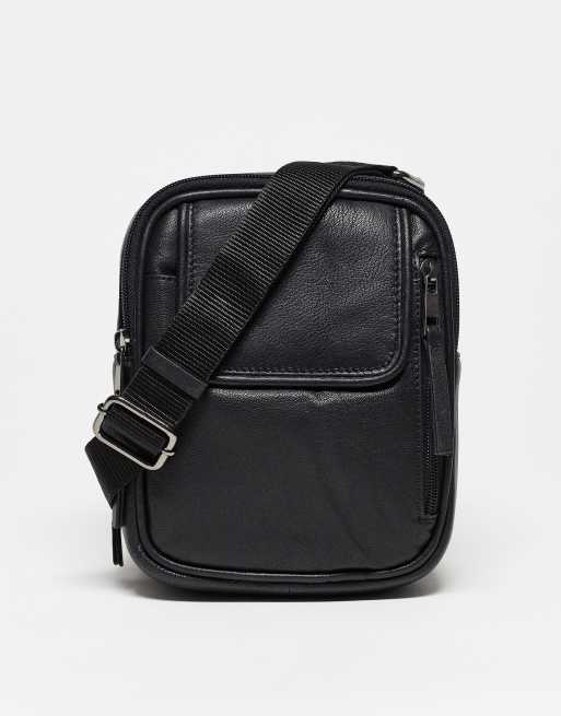 Urbancode leather crossbody bag in black | ASOS