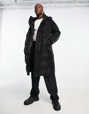 Urbancode Curve Urbancode Longline Puffer Coat In Black | ModeSens