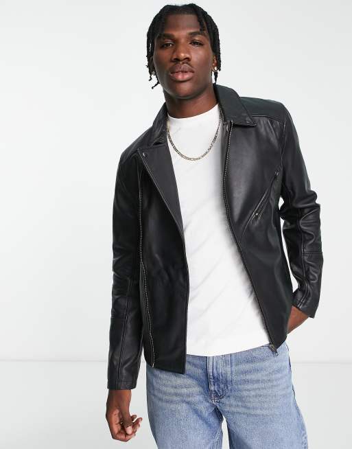 Stradivarius Leather Biker Jacket In Black | atelier-yuwa.ciao.jp