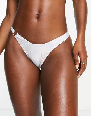 VAI21 side ring co-ord metallic bikini brief in metallic silver | ASOS