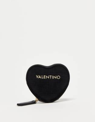 Valentino Bags Mistletoe zip around heart purse in black velvet | ASOS