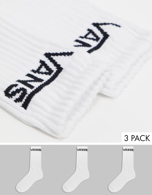 Vans 3 pack classic crew socks with logo in white | ASOS