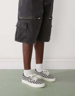 Vans Authentic embroidered houndstooth sneakers with oversized laces in ...