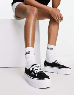 Vans Authentic - Stackform - Flatform-sneakers i sort og hvid | ASOS