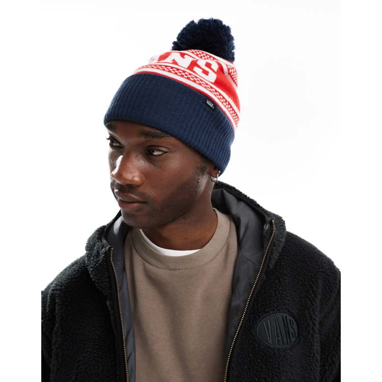 Vans check pom beanie in blue and red ASOS