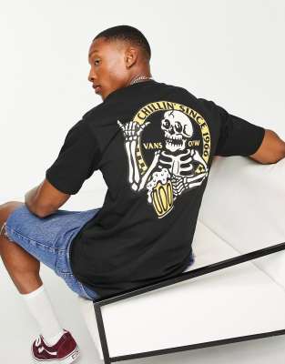 Vans chillin skull back print t-shirt in black | ASOS