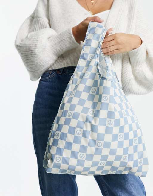 Vans Contortion Tote Met Dambordpatroon In Blauwwit Asos