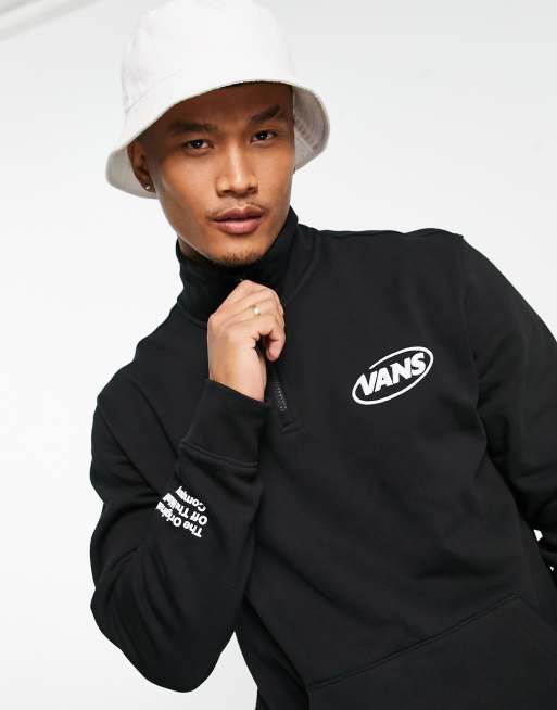 Vans Hi Def logo quarter zip sweatshirt in black | ASOS
