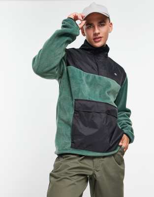 Vans mammoth snap neck fleece in green | ASOS