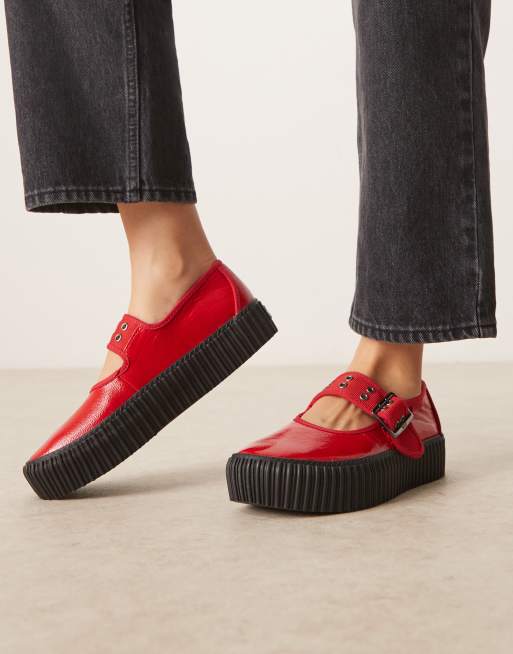 Vans mary jane platform creepers in red metallic | ASOS