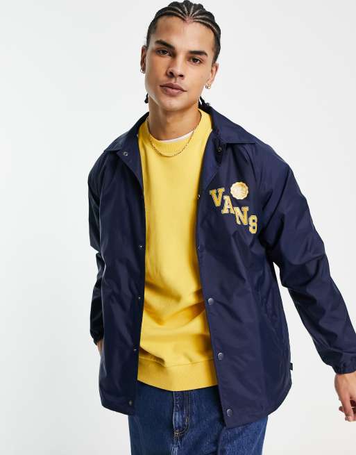 Vans MN printed varsity jacket in navy | ASOS