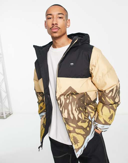 Vans MTE puffer jacket with all over print in beige | ASOS