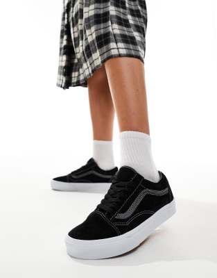 Vans – Old Skool – Wildleder-Sneaker in Schwarz mit weißer Sohle | ASOS