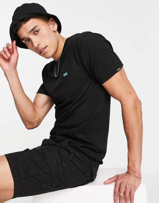 Vans small logo t-shirt in black and blue | ASOS