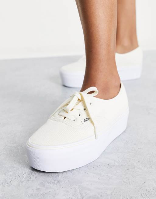 Vans Ua Authentic Stackform Rib Knit Trainers In Cream Asos