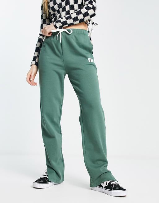 Vans wide leg split hem trackies in green | ASOS