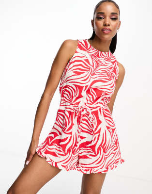 Vero Moda abstract playsuit in red | ASOS