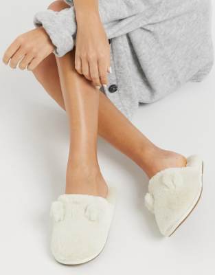Vero Moda bear slippers in cream | ASOS