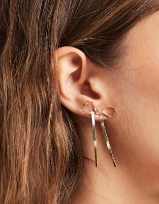 Vero Moda bow detail earrings in gold | ASOS