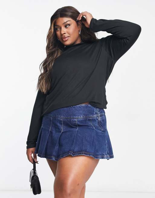 Vero Moda Curve Hochgeschlossenes Jersey Oberteil In Schwarz Asos