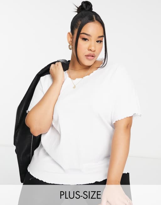 Vero Moda Curve Lettuce Edge T Shirt In White Asos