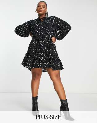 Vero Moda Curve - Robe babydoll à pois - Noir et blanc | ASOS