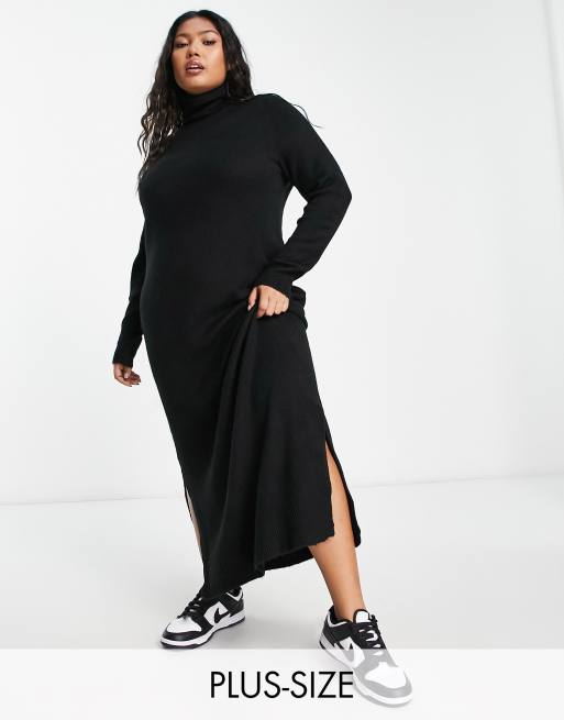 Vero Moda Curve Robe Longue En Maille à Col Roulé Noir Asos