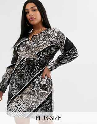 Vero Moda Curve Snake Mixed Print Mini Dress-multi | ModeSens