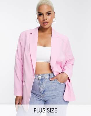 Vero Moda Curve Tailored Suit Blazer In Pink Modesens