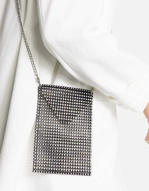 Vero Moda diamante cross body phone bag in black | ASOS