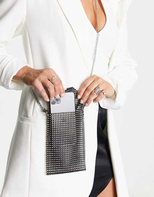 Vero Moda diamante cross body phone bag in black | ASOS