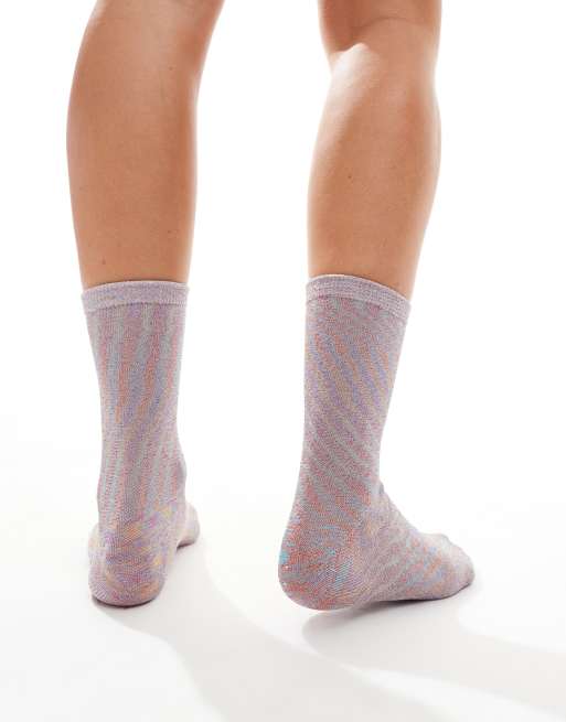 Vero Moda glitter socks in iridescent | ASOS