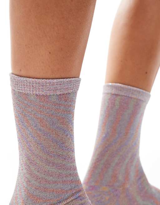 Vero Moda glitter socks in iridescent | ASOS