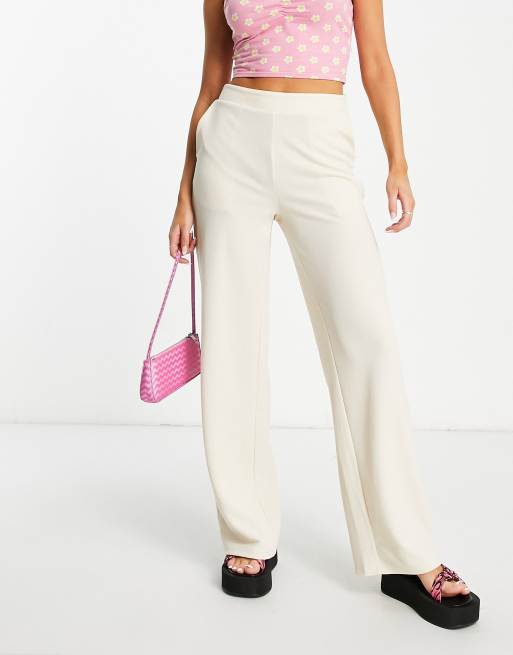 Vero Moda high waisted pants in beige | ASOS