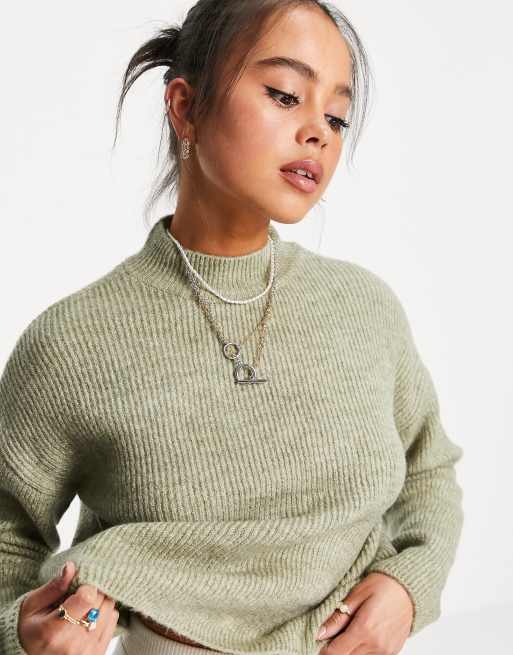 Vero Moda Hochgeschlossener Strickpullover Mit Zopfmuster In
