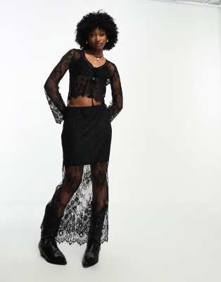 Vero Moda - Jupe longue d'ensemble en dentelle - Noir | ASOS