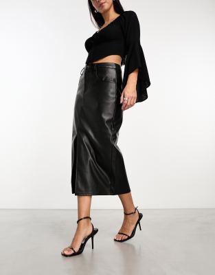 Vero Moda - Jupe mi-longue en similicuir - Noir | ASOS