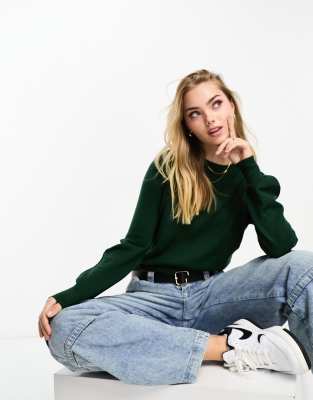 Vero Moda Knitted Sweater In Dark Green | ModeSens