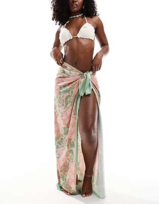 Vero Moda large satin sarong in pastel snake print | ASOS