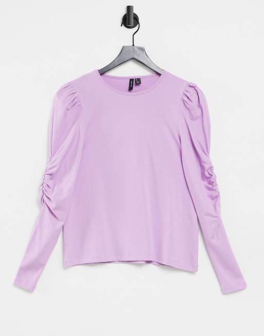 Vero Moda – Oberteil mit Puffärmeln und breiten Manschetten in Flieder | ASOS