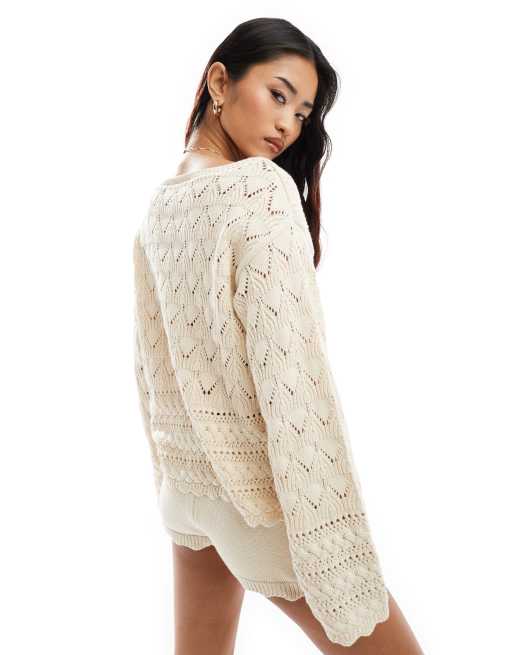 Vero Moda open knit jumper in cream | ASOS