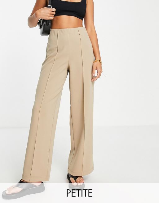 Vero Moda Petite pleat front wide leg pants in camel | ASOS