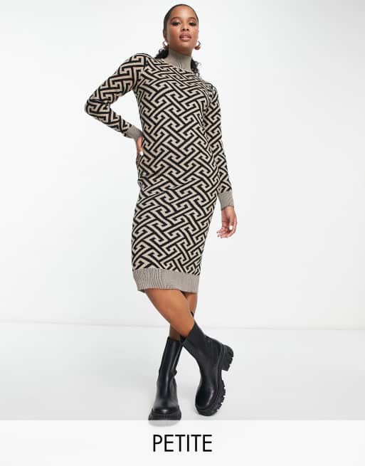 Vero Moda Petite - Robe mi-longue en maille à imprimé géométrique | ASOS